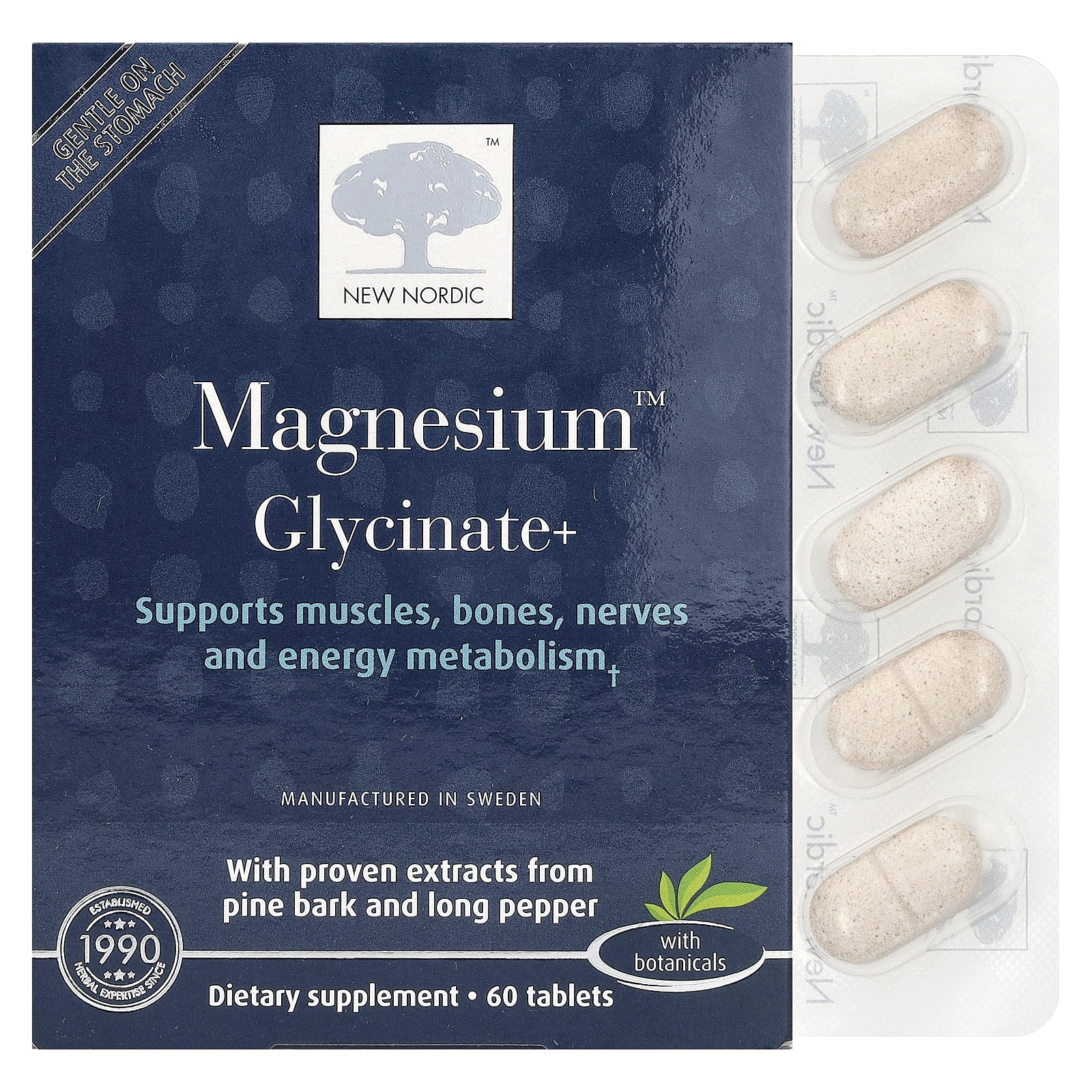 NEW NORDIC Magnesium Glycinate | 220 mg Maximum Absorption Tablets with ...