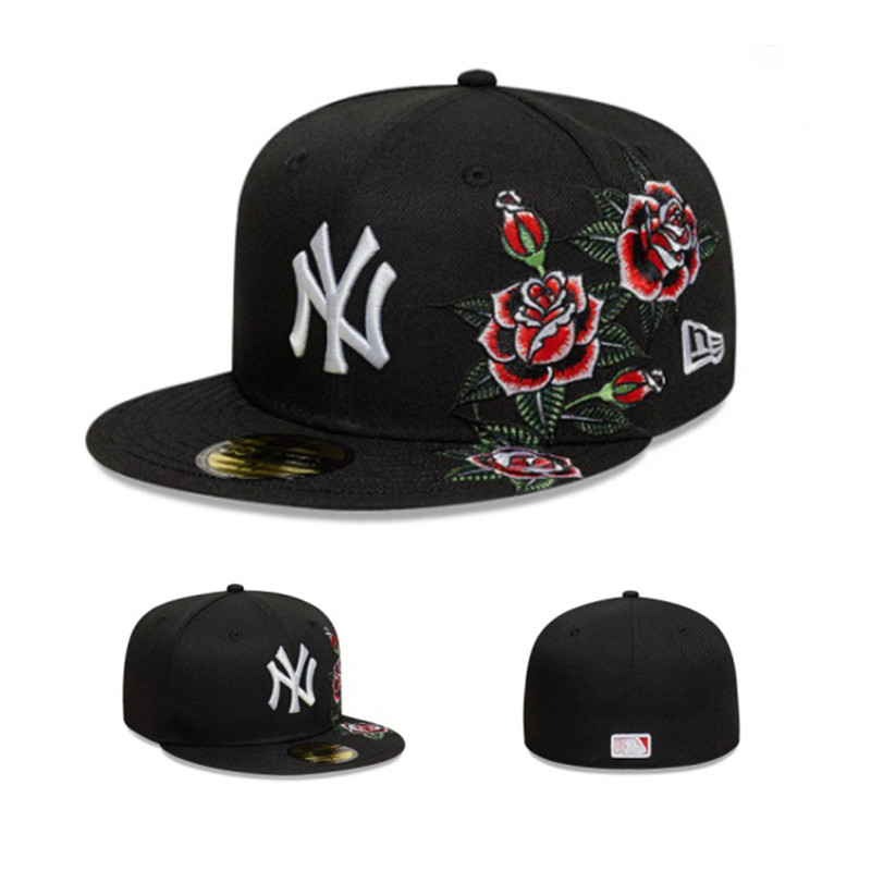 NEW NY Y_ankees Blooming Rose Embroidery 59 FIFTY POP and fashion UV ...