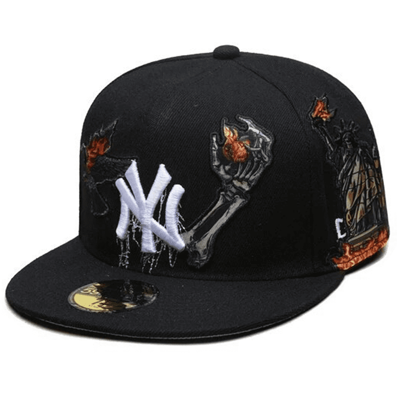 NEW NY Y_ankees Devil's Cross Series Black Men's Fitted Baseball Cap ...