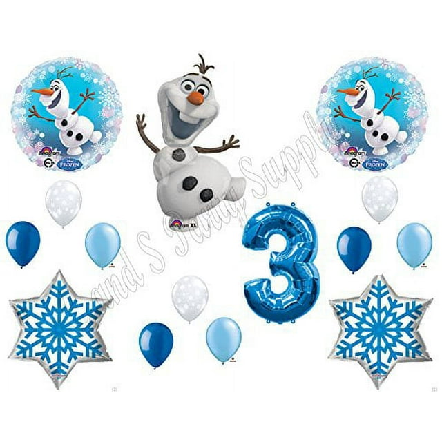 NEW!! OLAF 3rd SNOWFLAKES Balloons Birthday party Decoration Supplies ...