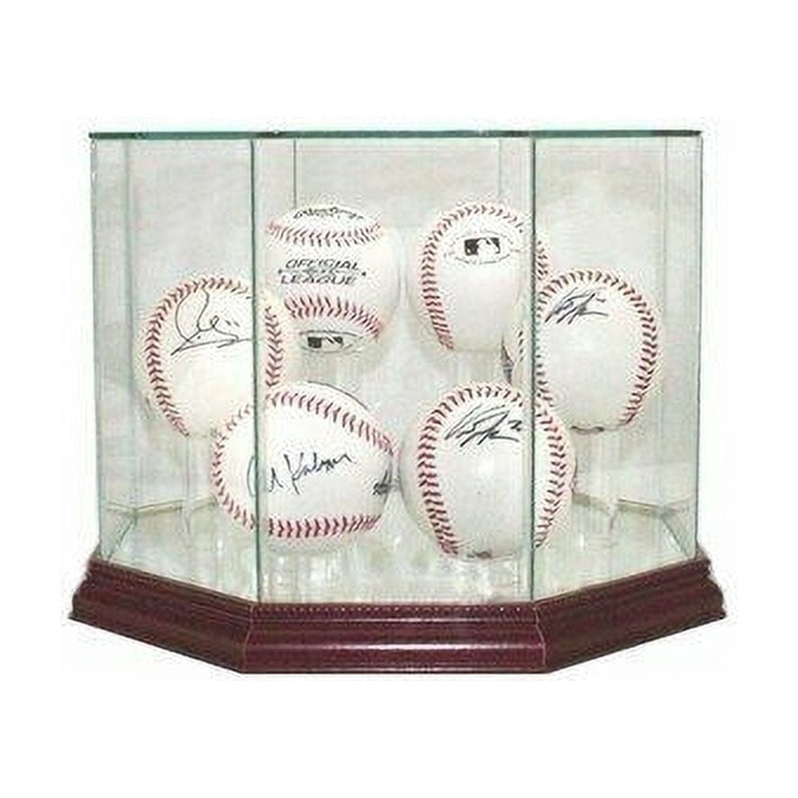 NEW Octagon 6 Baseball Cherrywood Glass Display Case - Walmart.com