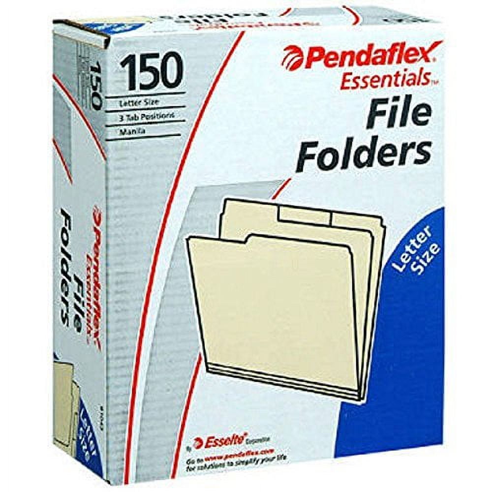 NEW Pendaflex Essentials File Folders Letter Size 1/3 Cut Manila 150/Pk ...