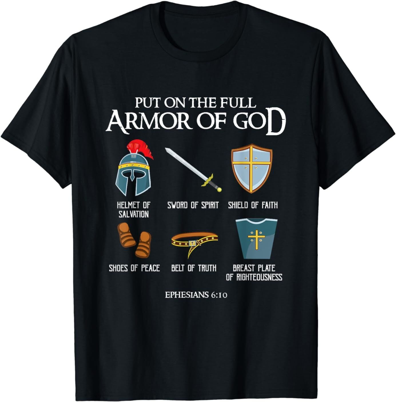 NEW Put On The Full Armor Of God Christian Bible Verse Ephesians T-Shirt S-3XL - Walmart.com