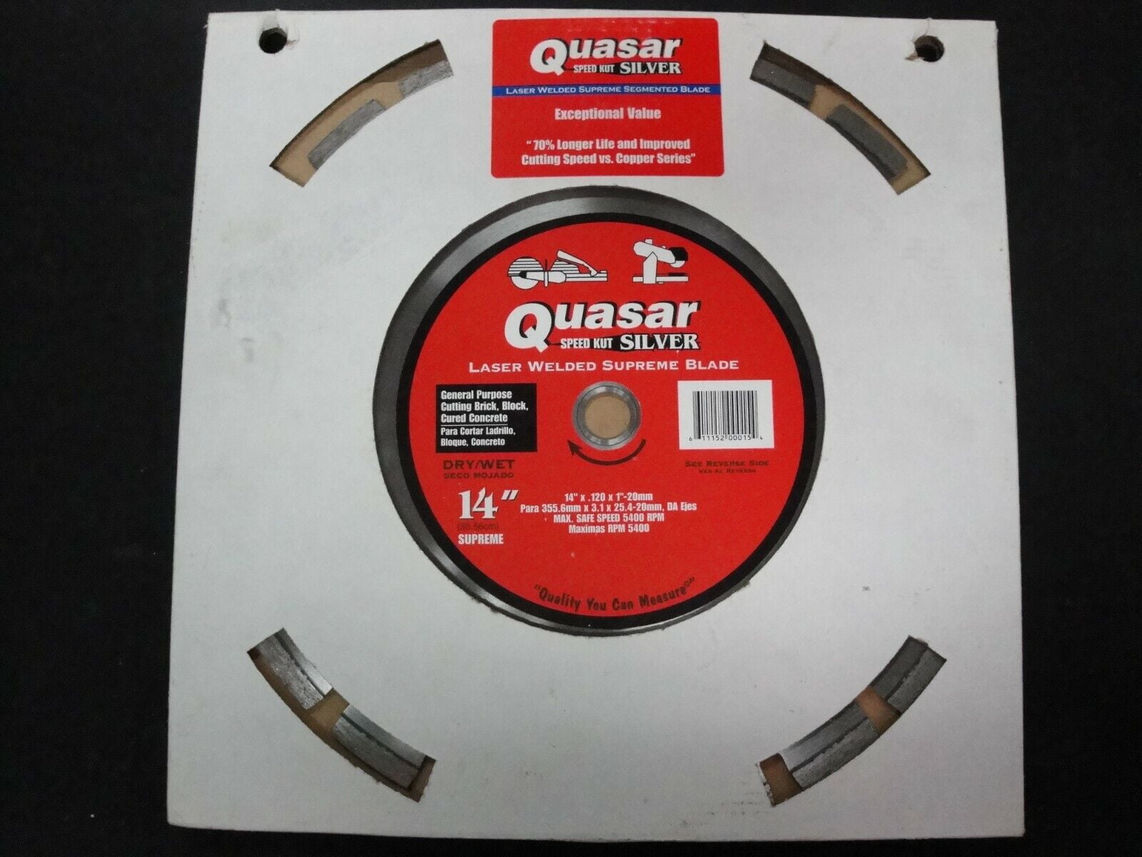 NEW Quasar Speed Kut Silver K200 14" Segmented Diamond Demo Saw Blade ...