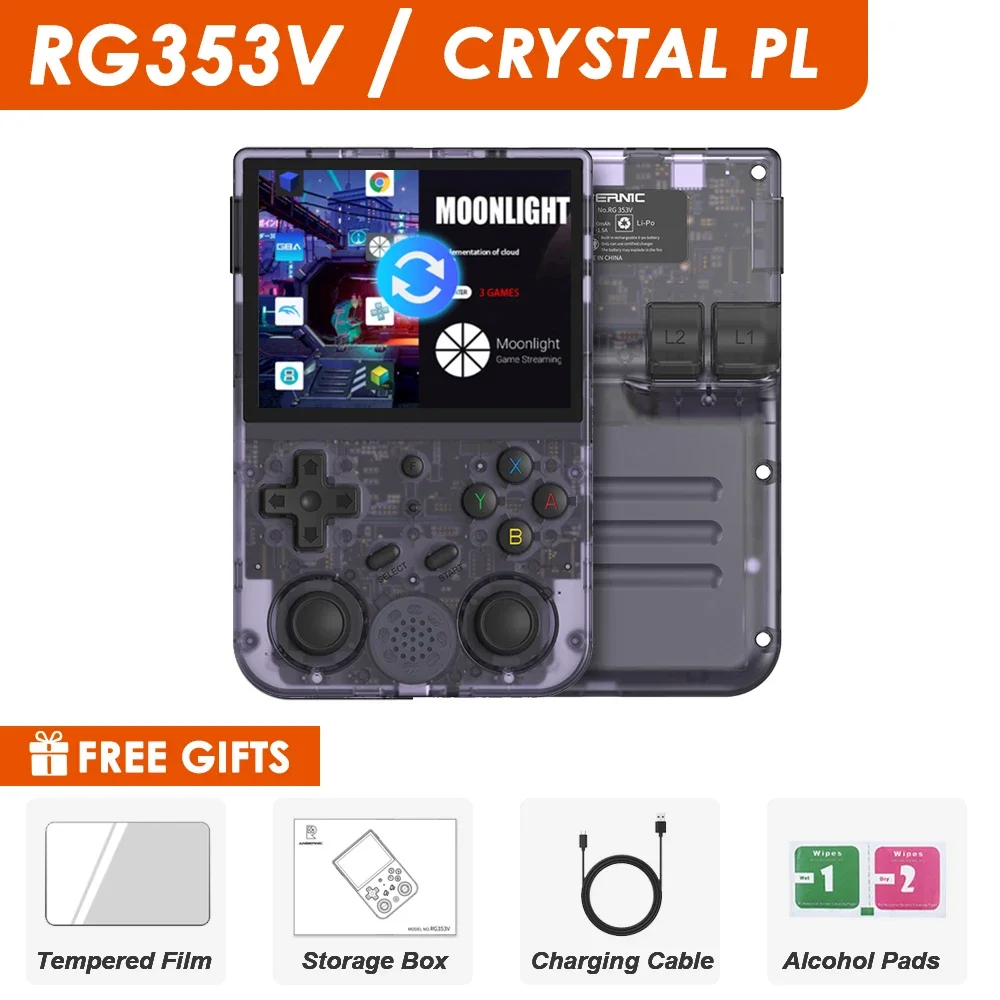 NEW RG353V RG353VS 64/128/256G Touch Screen Handheld Game Players Android 11 LINUX Dual System ...