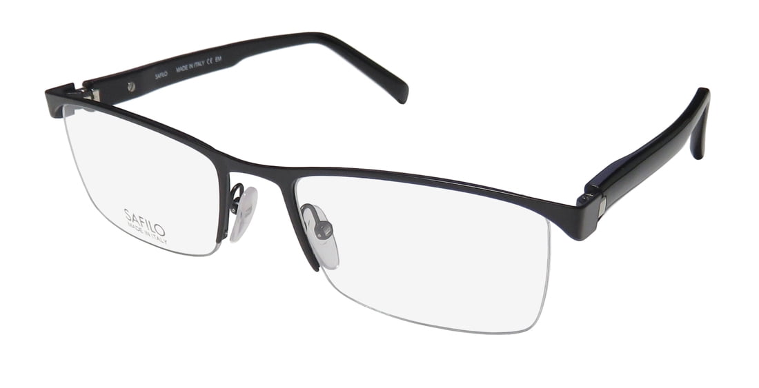 NEW SAFILO 1081 MENS DESIGNER HALF-RIM SEMI MATTE BLACK AUTHENTIC ...