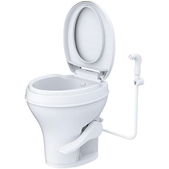 SEAFLO RV Camper Toilet with Sprayer - Standard Height, Gravity Flush ...