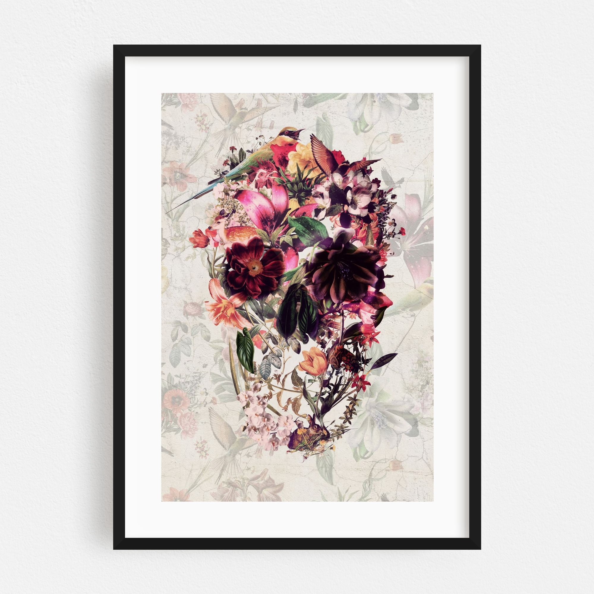 NEW SKULL Light - Digital Art Floral Botanical Nature Surrealism Bird ...