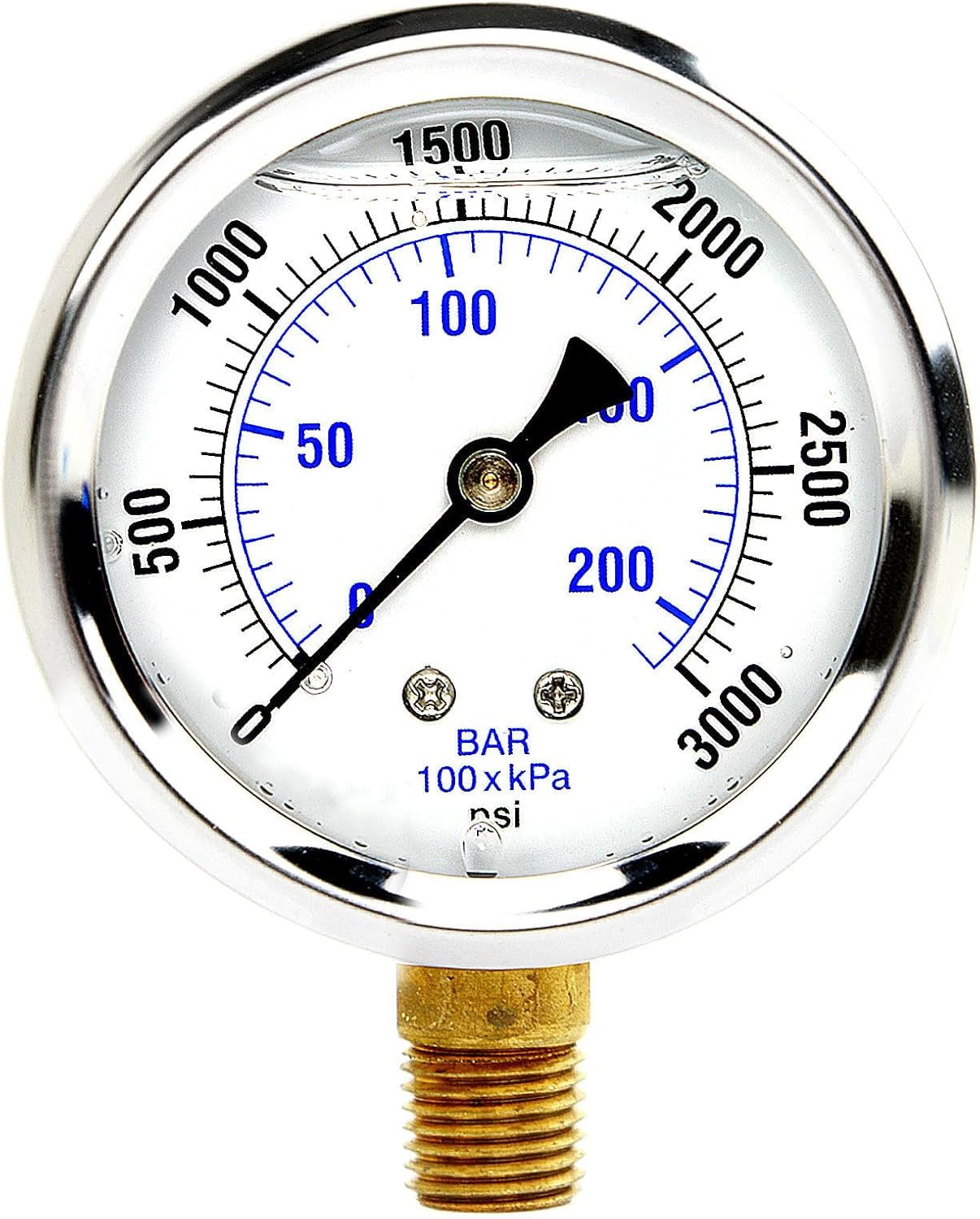 NEW STAINLESS STEEL LIQUID FILLED PRESSURE GAUGE WOG WATER OIL GAS 0 to ...