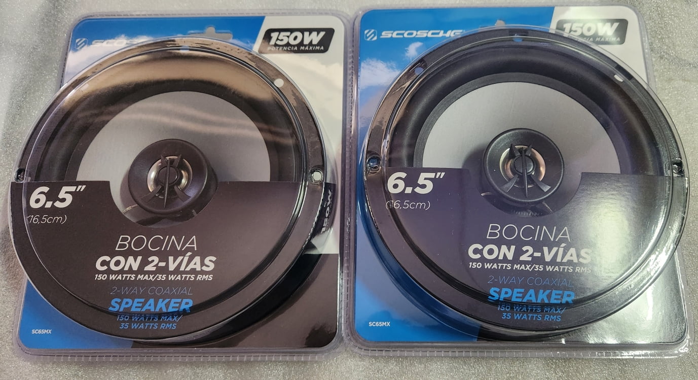 NEW Scosche SC65MX 6.5" 2 Way 35W RMS Coaxial Car Audio Speakers 150W ...