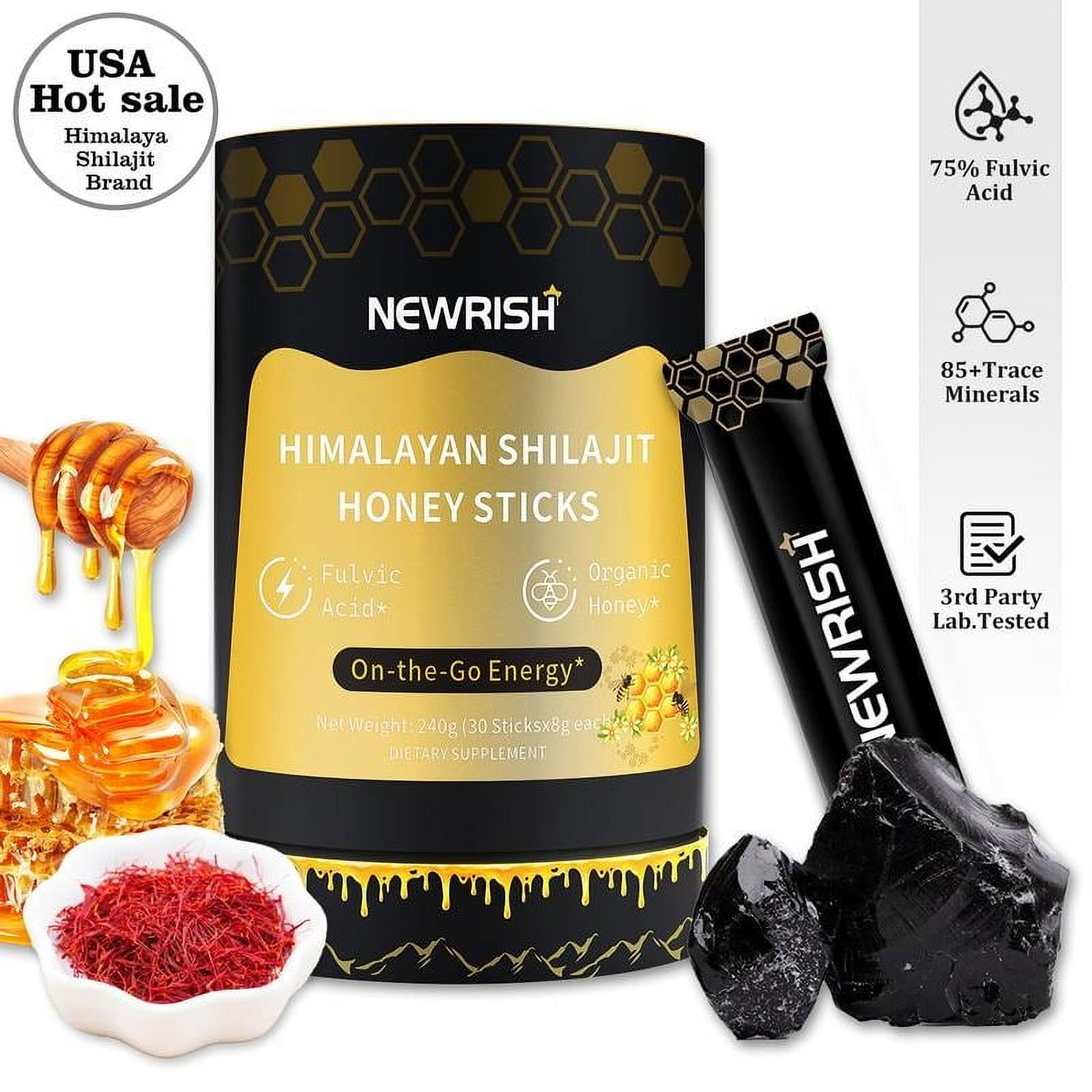NEW Shilajit Honey Sticks, 30 Honey Sticks himalayan Shilajit honey sticks with Organic Honey ...