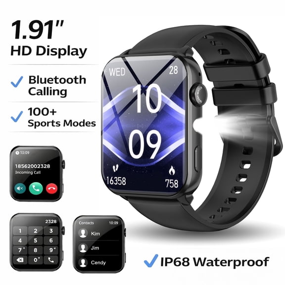 WITHit Unisex Deca Smartwatch with AMOLED Display, Black - Walmart.com