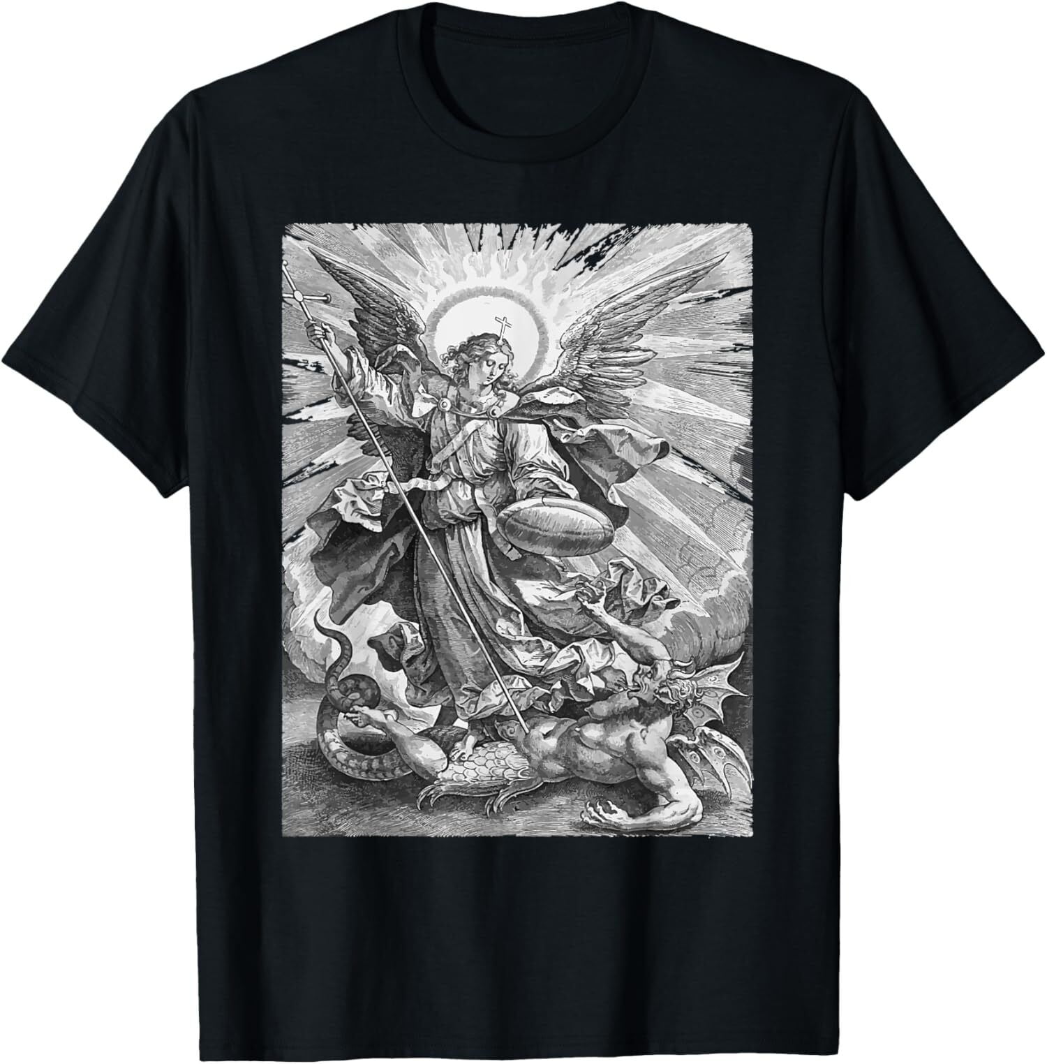 NEW St Saint Michael The Archangel Catholic Angel Warrior T-Shirt ...