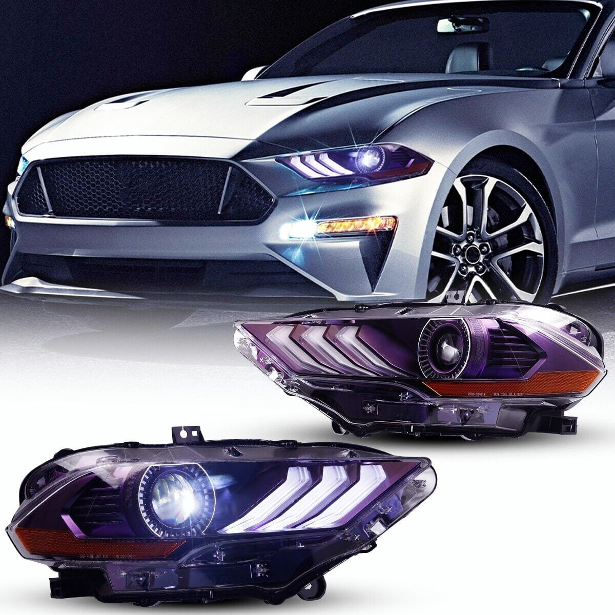 NEW Style LED Headlights For Ford Mustang 2018-2023 Colorful Frame ...