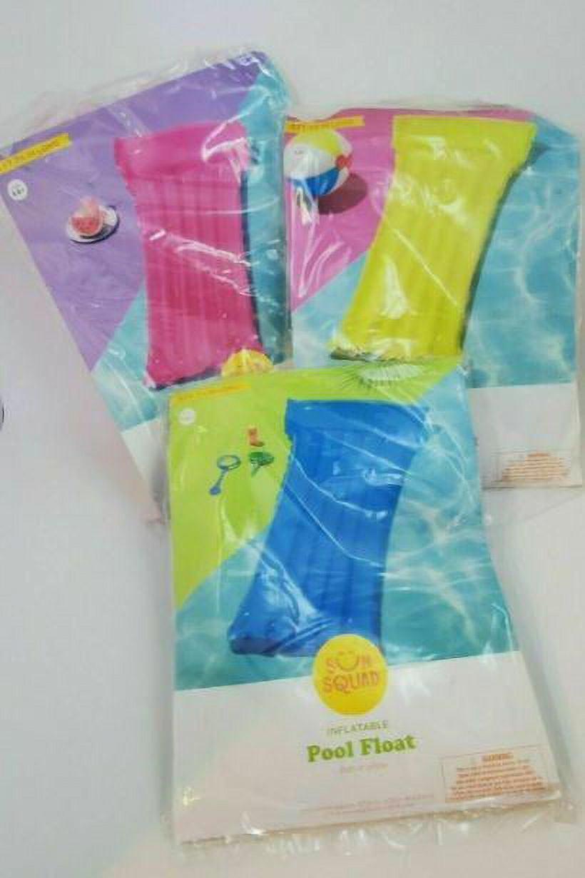 NEW Sun Squad - Inflatable Pool Float Pink,Yellow, Blue - Walmart.com