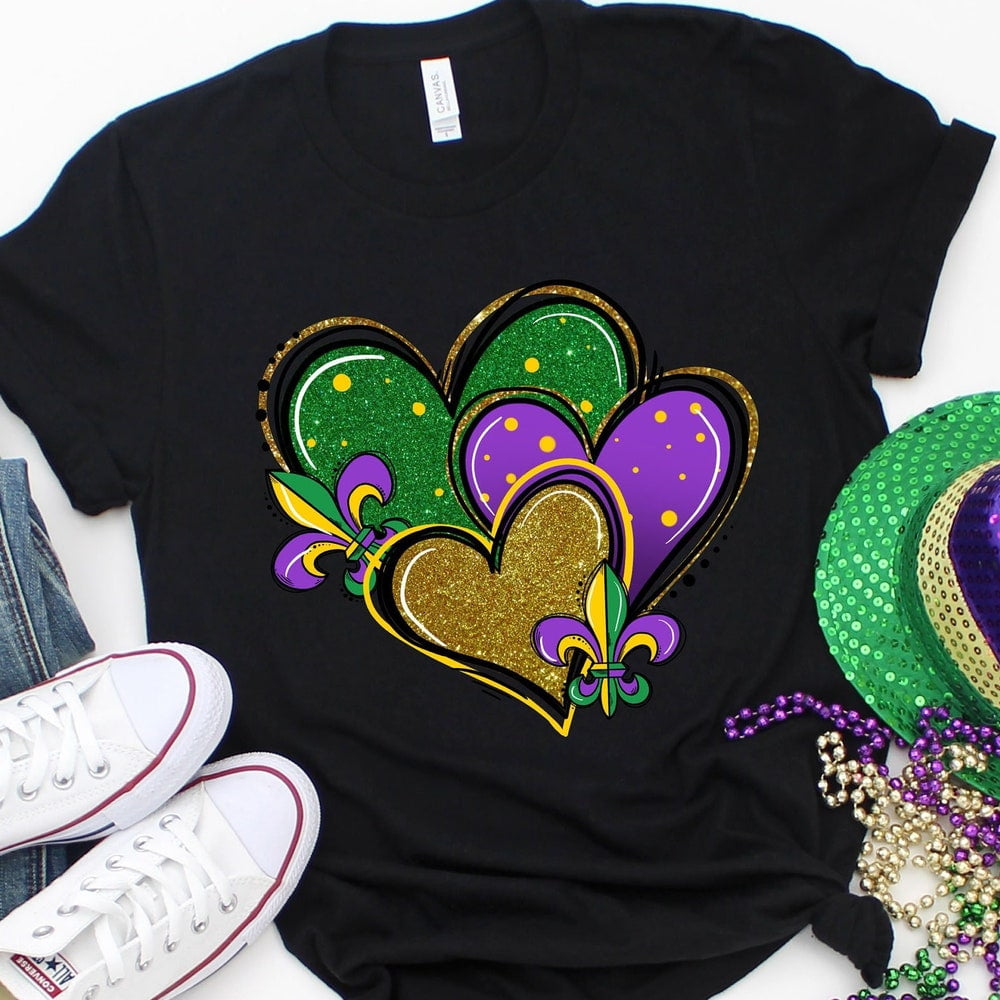 NEW T-SHIRT!!! Mardi Gras Shirt For Woman,Mardi Gras Heart Shirt,Fat ...