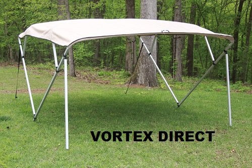 NEW TAN/BEIGE SQUARE TUBE FRAME VORTEX 4 BOW PONTOON/DECK BOAT BIMINI ...