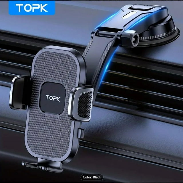 NEW TOPK D38-C Suction Cup Car Phone Holder Mount 360° Rotation ...