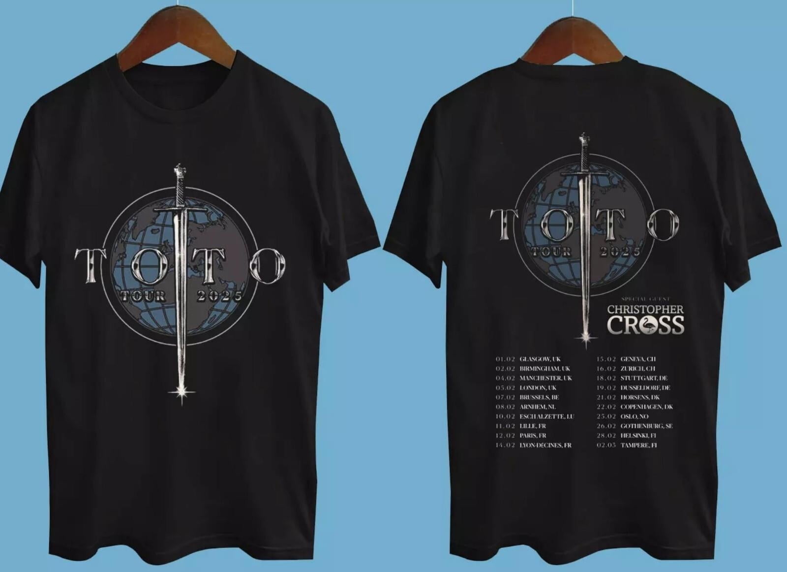 NEW TOTO Band 2025 Tour 2 Side Short Sleeve Cotton Black All Size Shirt ...
