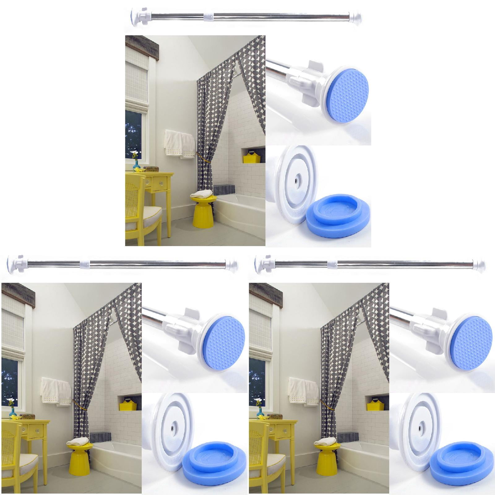 NEW Telescopic Shower Curtain Rail Extendable Heavy Duty Steel Pole Rod ...