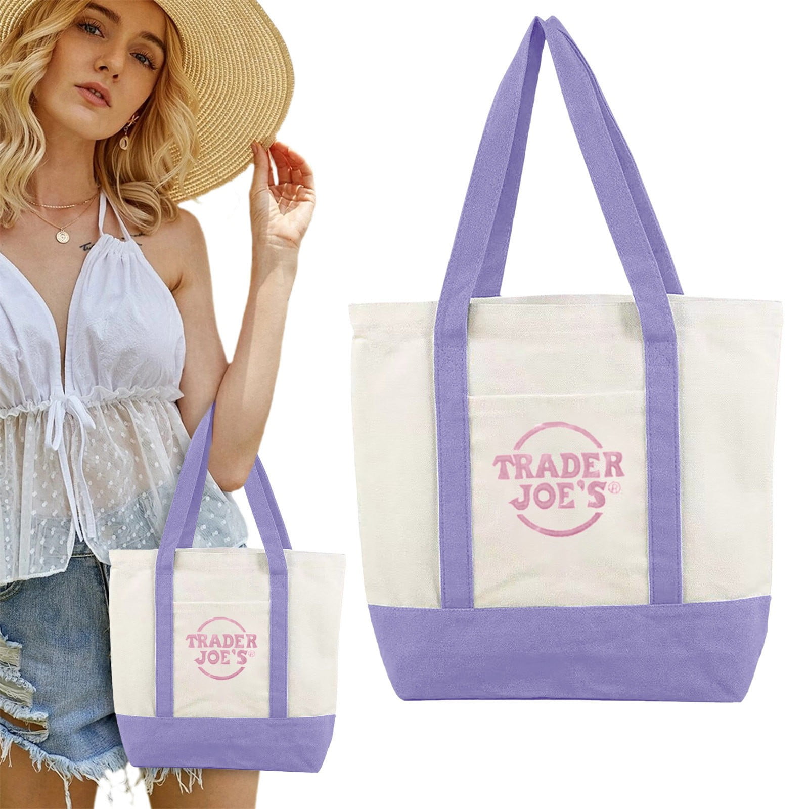 NEW Trader/Joe’s Mini Canvas Tote Bag Set Of A Shopping Bag HAND Trader ...