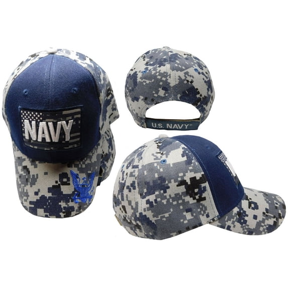 NEW! US NAVY USN USA FLAG STAR BALL CAP HAT ACU NAVY CAMO LICENSED ...