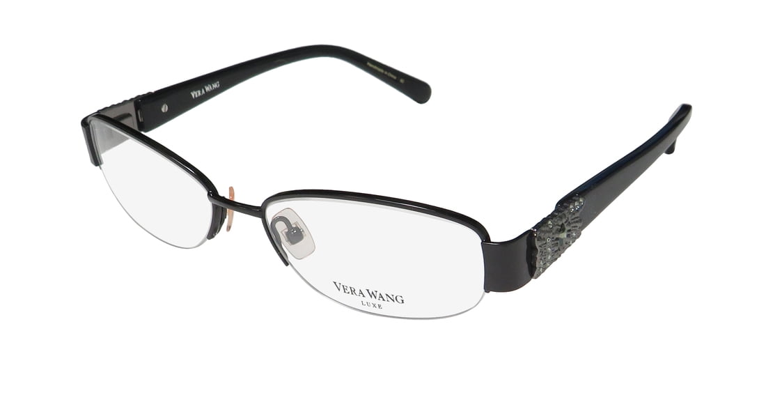 NEW VERA WANG LUXE TOMI WOMENS/LADIES OVAL HALF-RIM BLACK FRAME DEMO ...