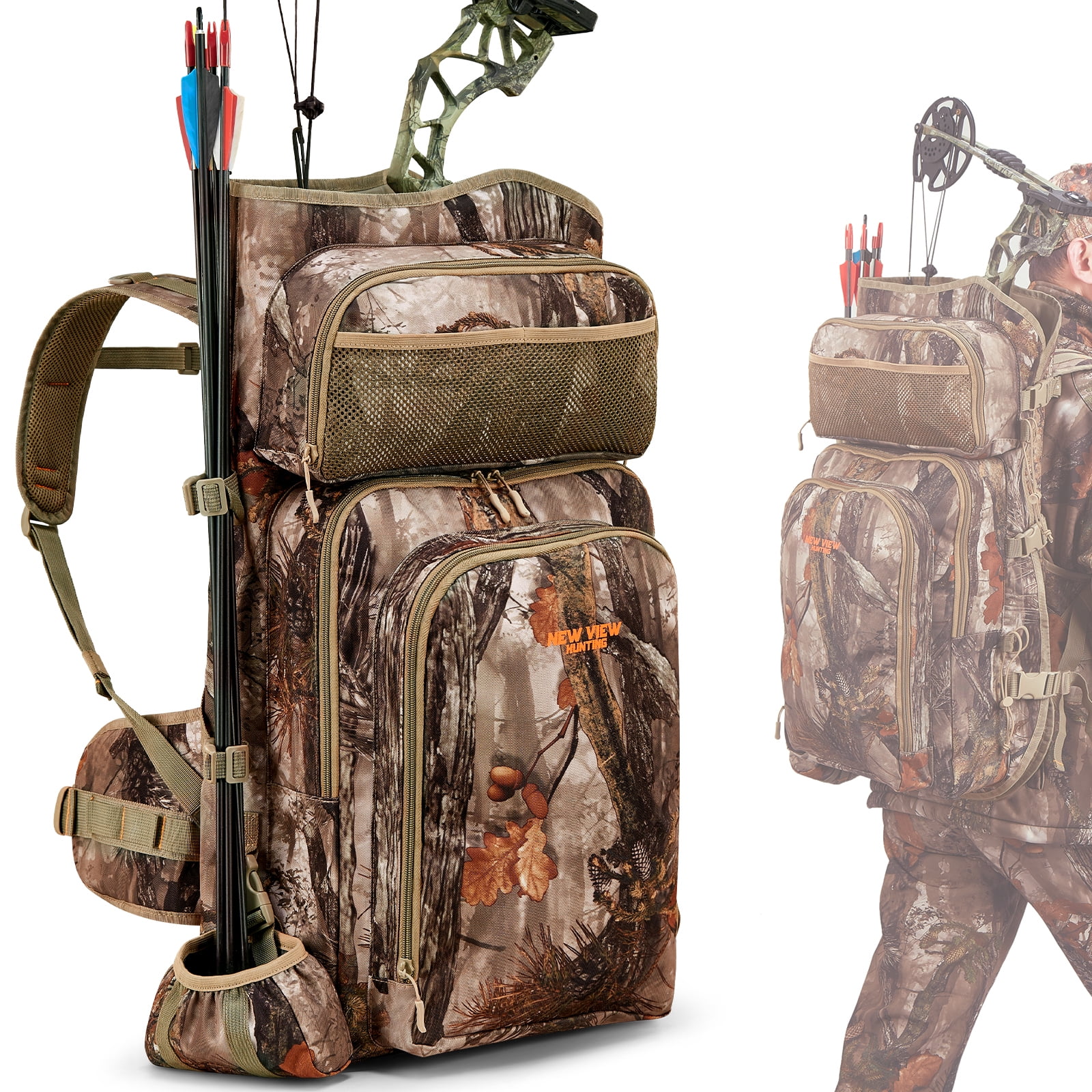 NEW VIEW Camo Bow Hunting Backpack for Men and Women, Saddle Hunting ...