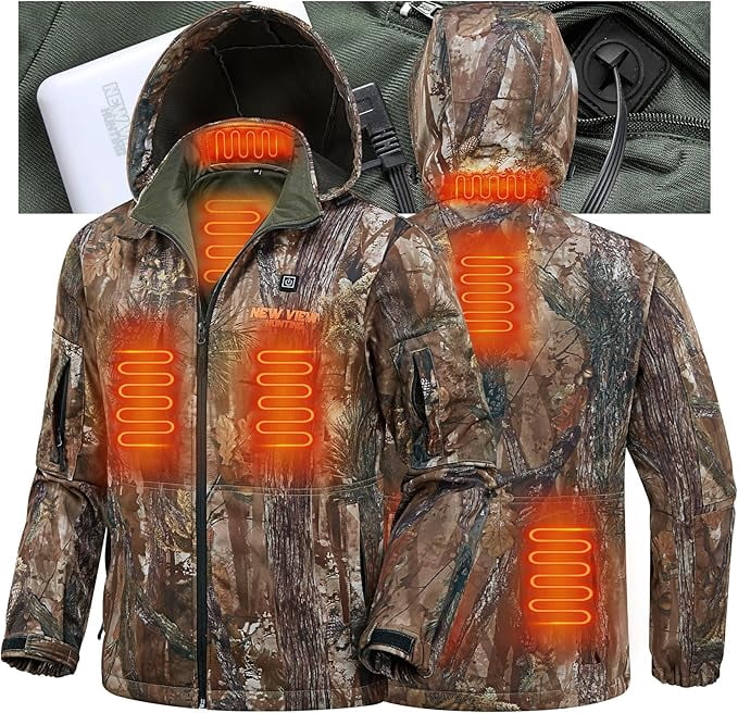 NEW VIEW Men's Heated Jacket with 10000mAh Battery Pack,Electric Heated ...