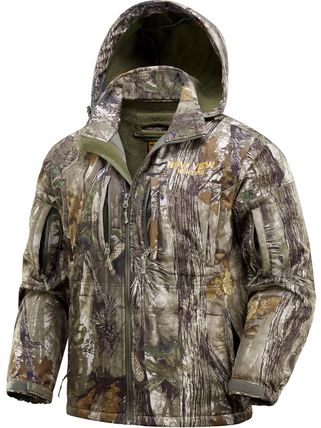 NEW VIEW Quiet Hunting Jackets for Men, Fleece Lined Warm Camo Jacket ...