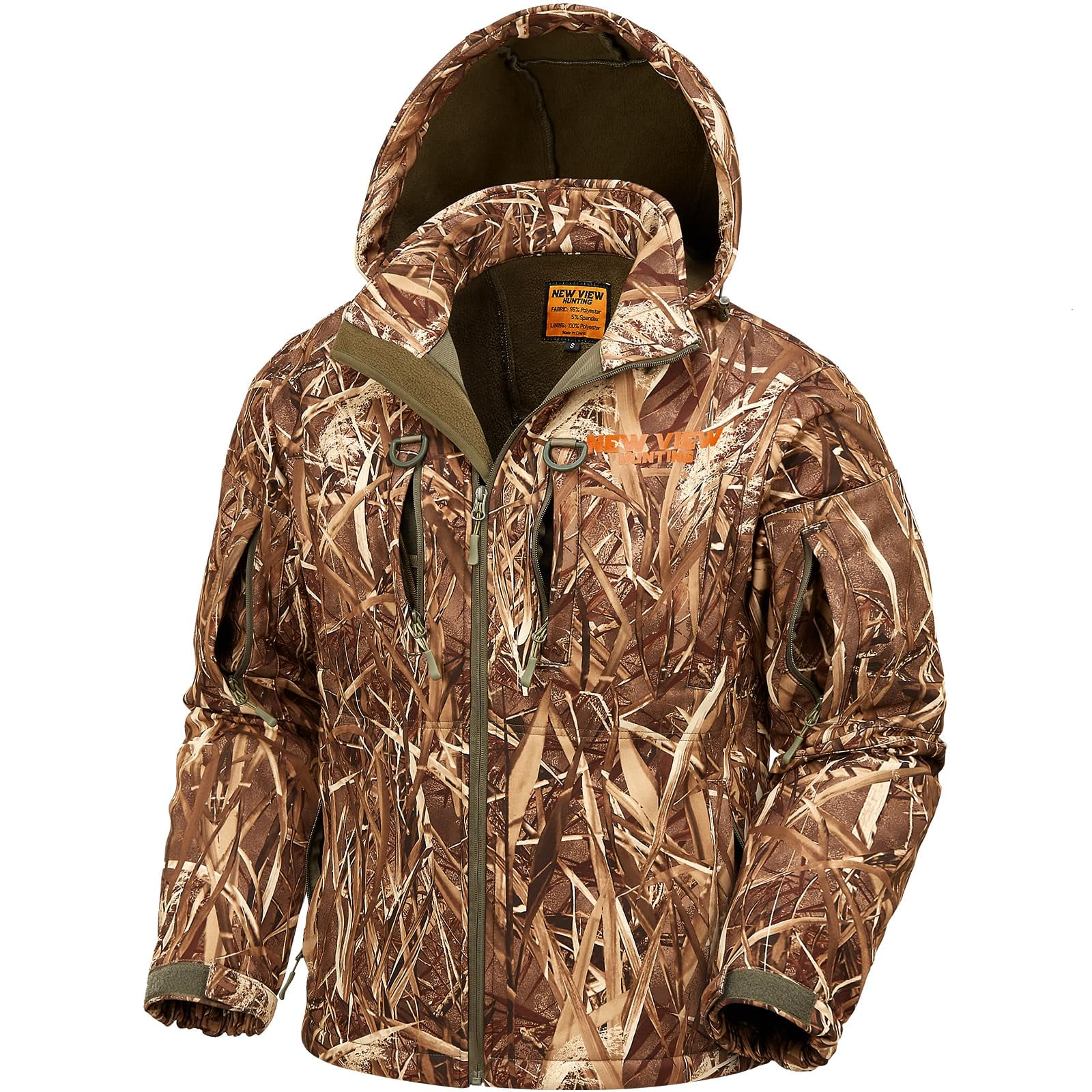 NEW VIEW Quiet Hunting Jackets for Men, Fleece Lined Warm Camo Jacket ...