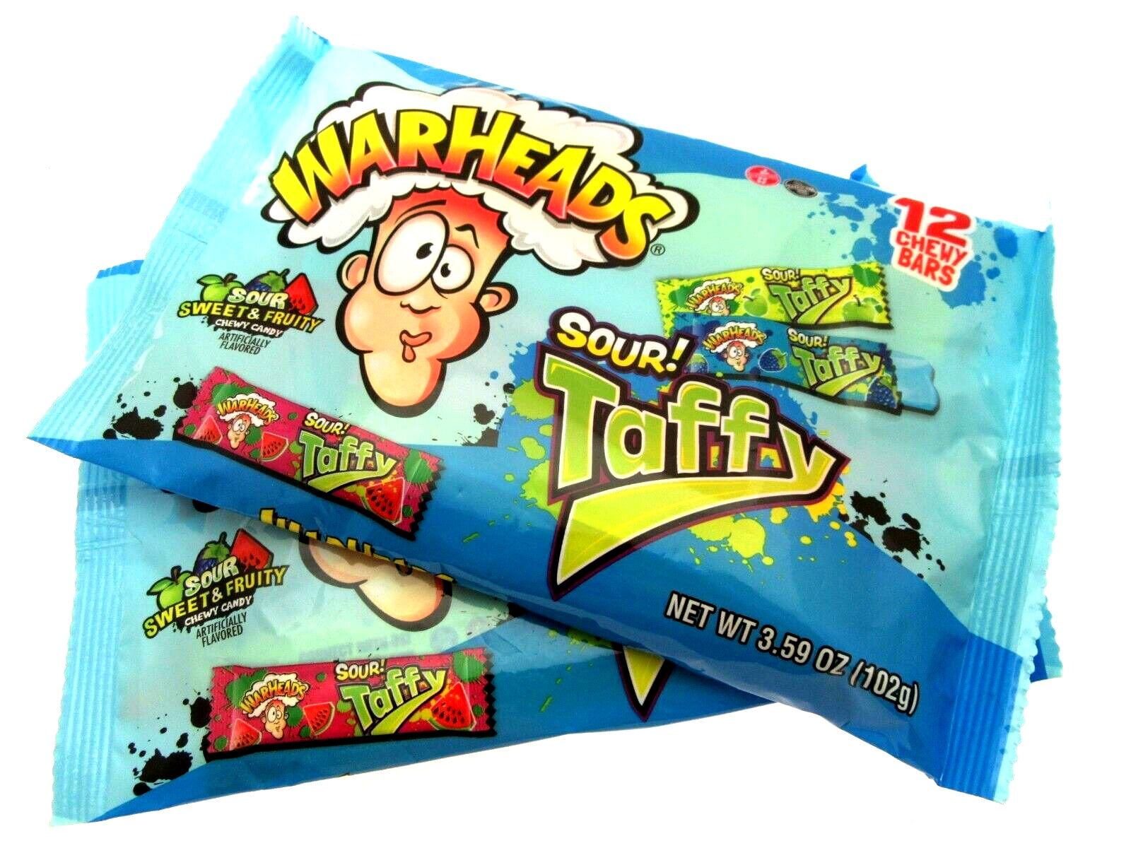 Warheads Chewy Sour Taffy Candy, Watermelon Flavor, 3.59oz Bag - Pack ...