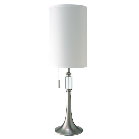 NEW White Fabric Shade Steel Base w/ Crystal 30" Table Lamp 31182 ...