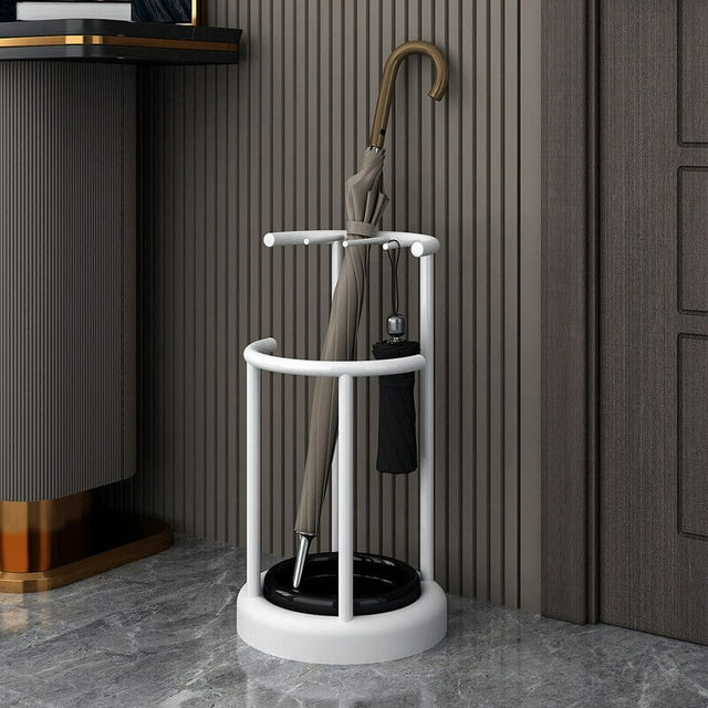 NEW White Umbrella Stand with Removable Drip Tray Umbrella Holder ...