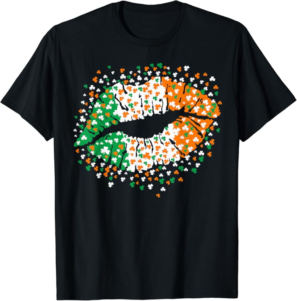 NEW!!! Women's Fun Irish Flag Lips St. Patricks Day Shamrock T-Shirt ...