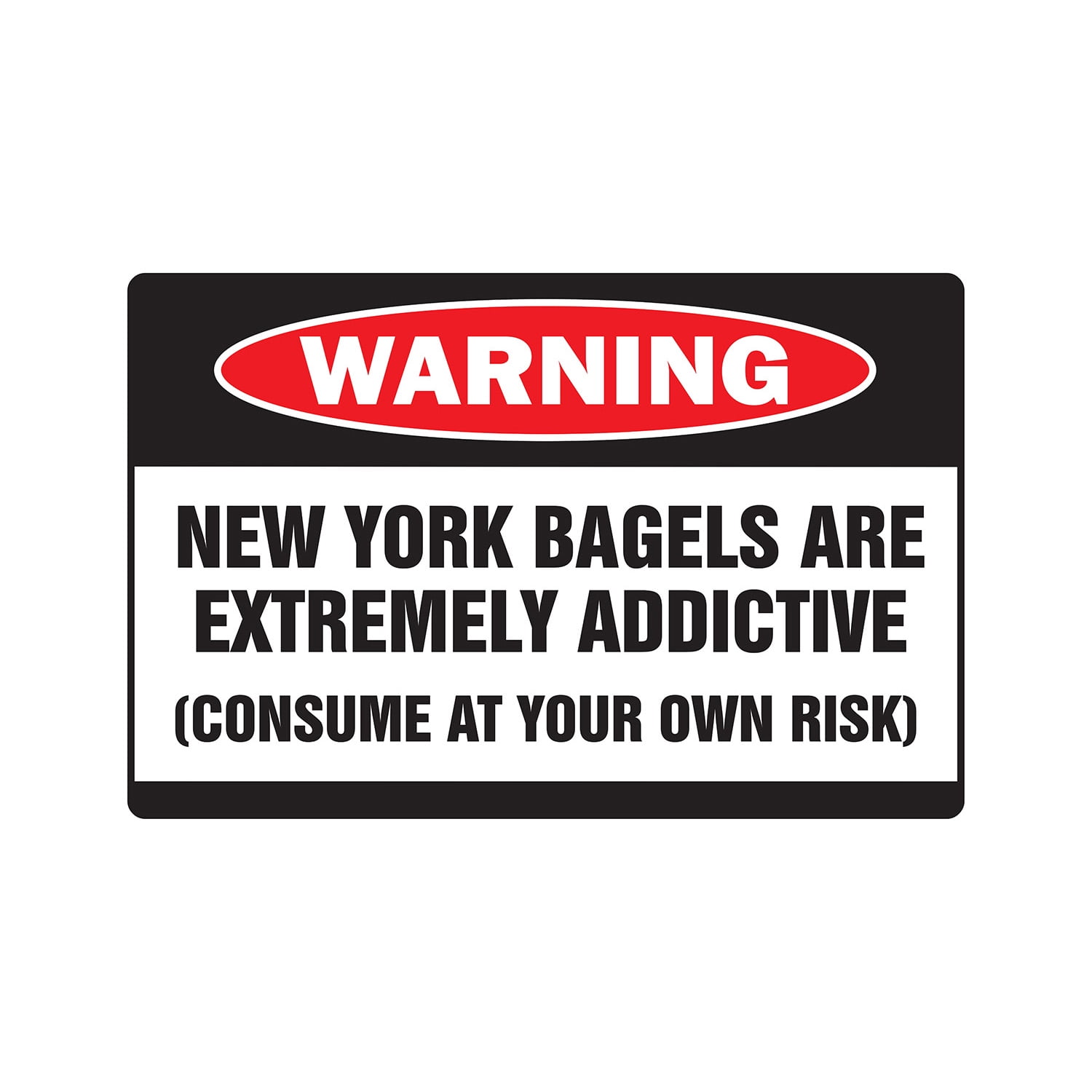 NEW YORK BAGELS Warning Aluminum Sign shop restaurant deli fresh hot ...