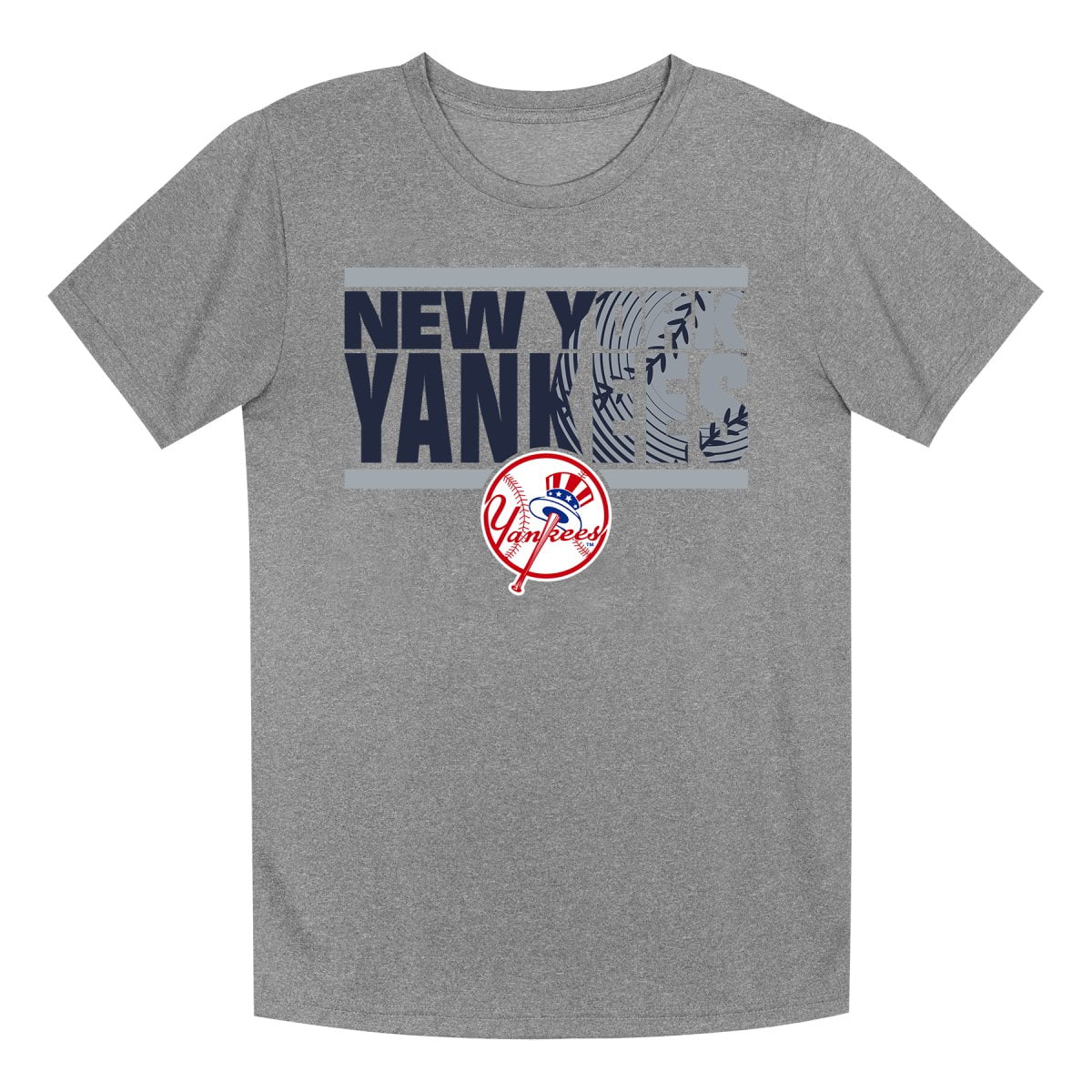 NEW YORK YANKEES Boys Grey Color Synthetic Crew Short Sleeve Tee ...