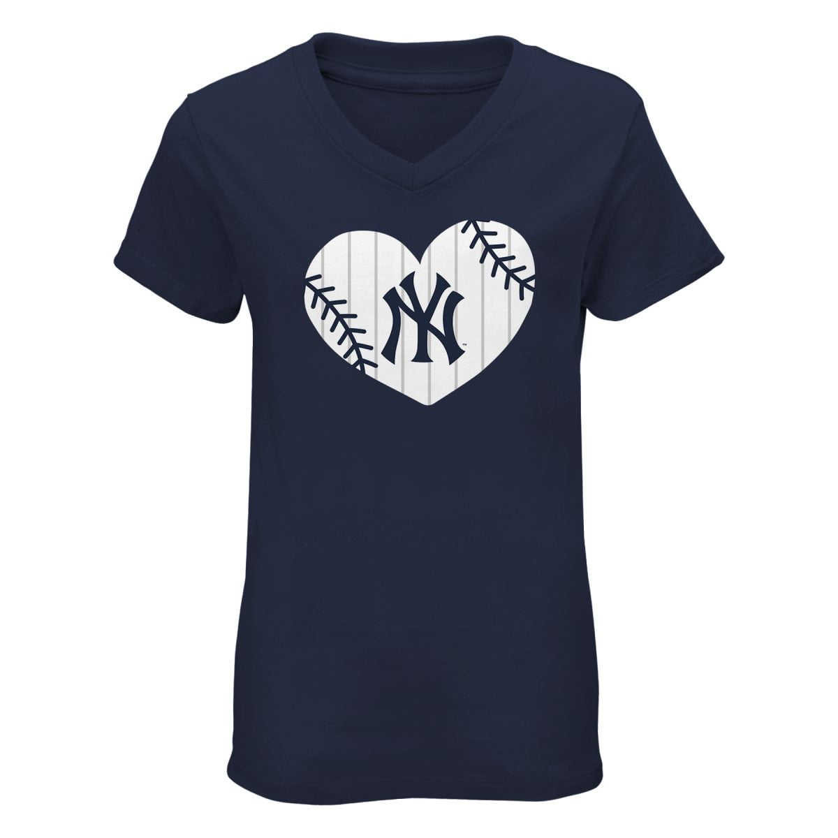 NEW YORK YANKEES Girls Primry Color Cotton Crew Short Sleeve Script Tee ...