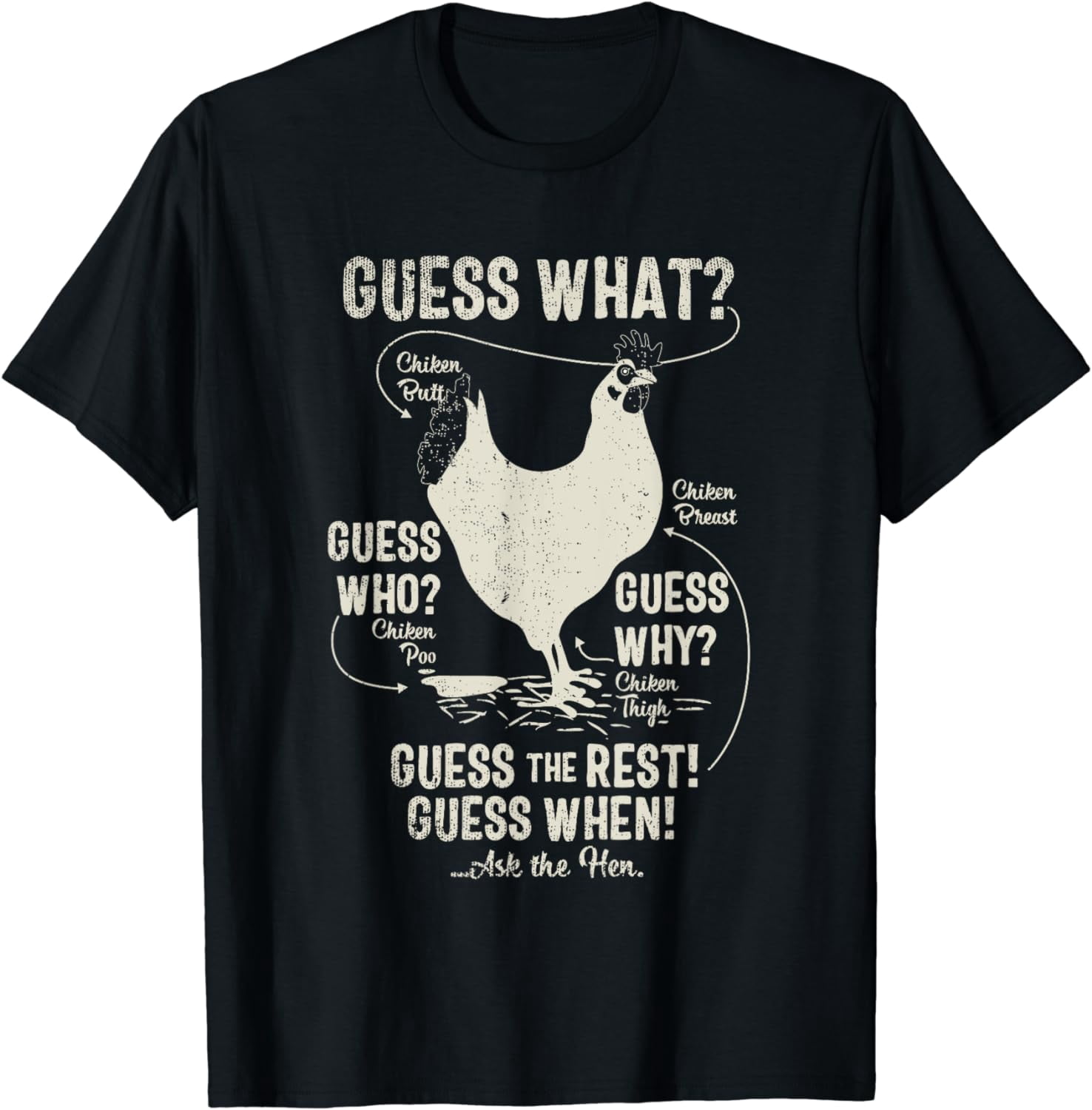 NEW! chicken butt, guess why? Chicken Thigh, guess who, POO T-Shirt ...
