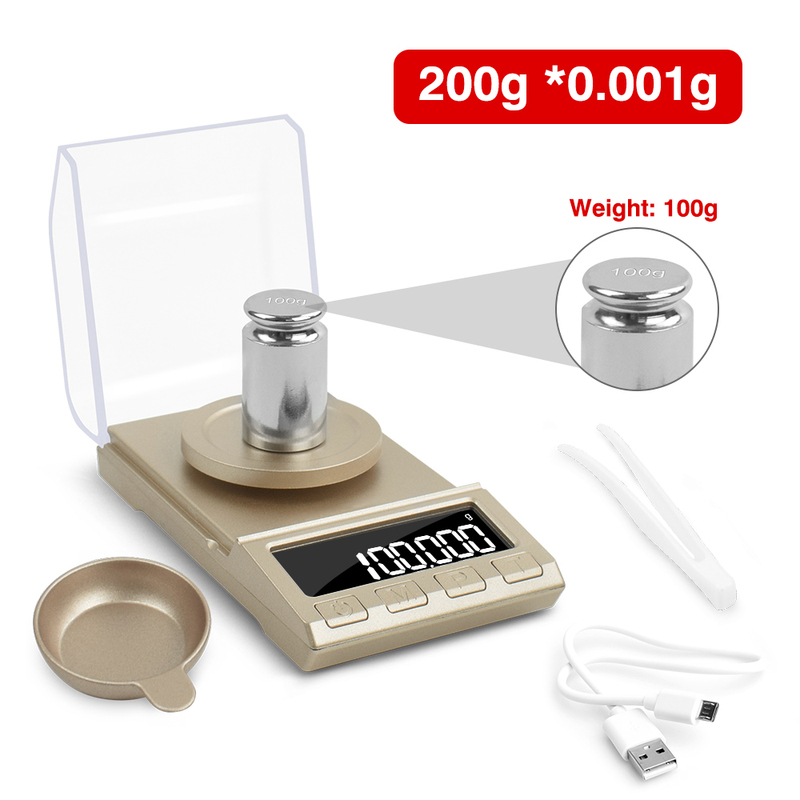 NEWACALOX 0.001g Precision Digital Jewelry Scale 50g/100g/200g USB Powered Electronic Weighing ...