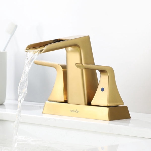 NEWATER 2-handle Waterfall Bathroom Faucet with Drain Assembly, Brushed ...