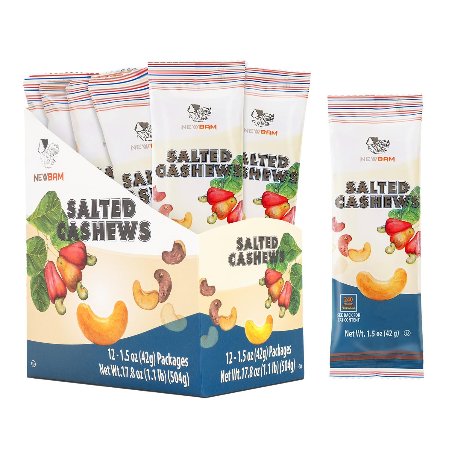 NEWBAM - Cashews Roasted Lightly Sea Salted Nut Snacks Box 12 ...