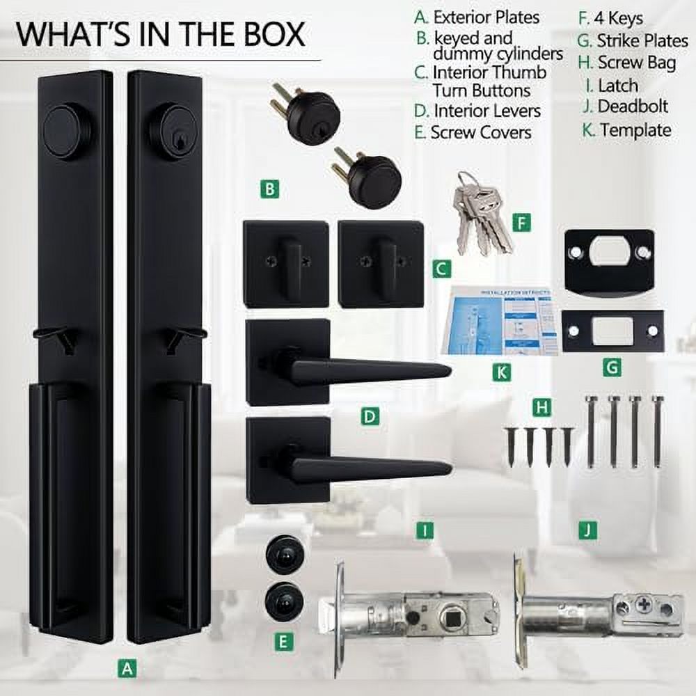 NEWBANG Matte Black Double Door Handle Set - Walmart.com