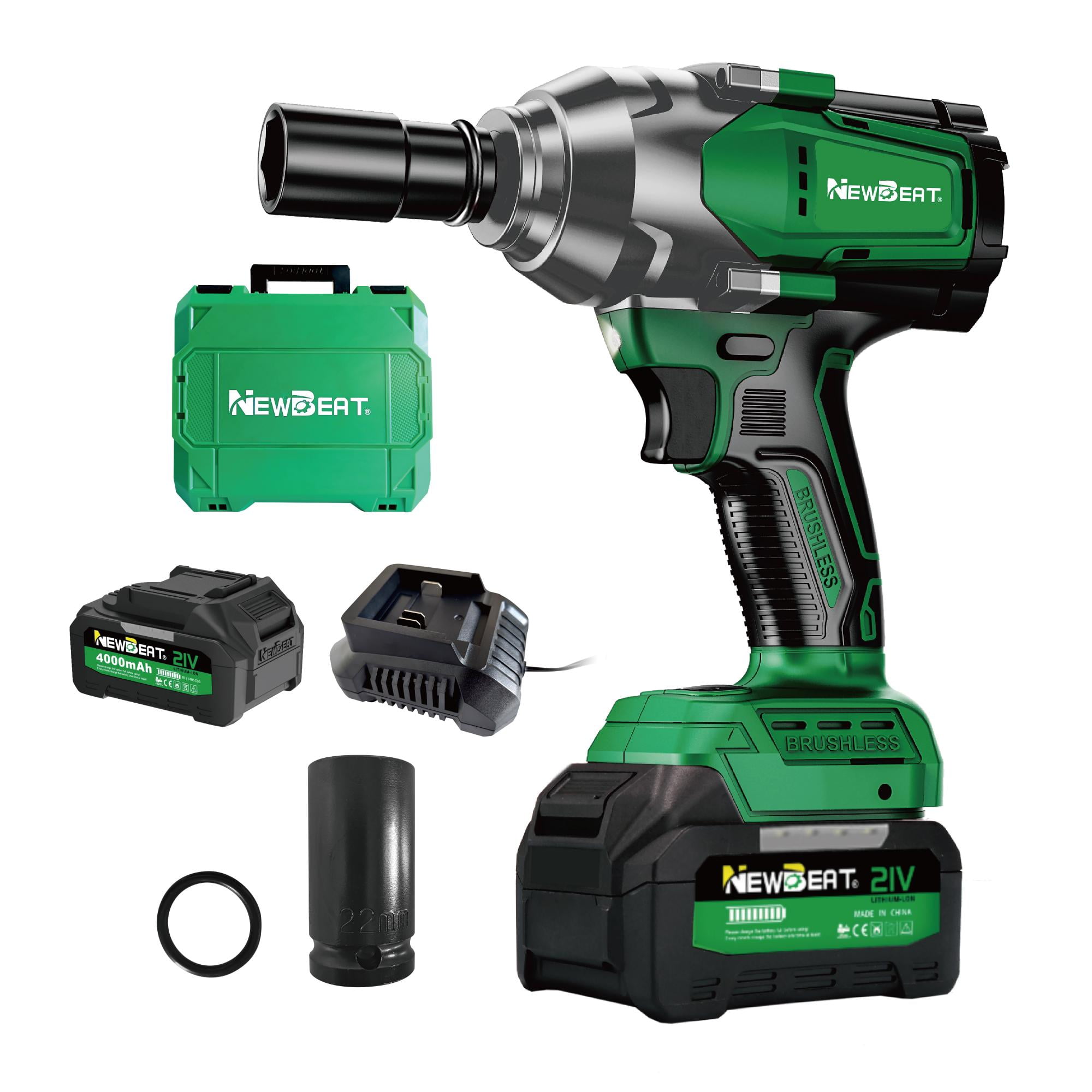 NEWBEAT Cordless Impact Wrench, 1/2 inch Impact Gun, 800 N.m Max Torque ...