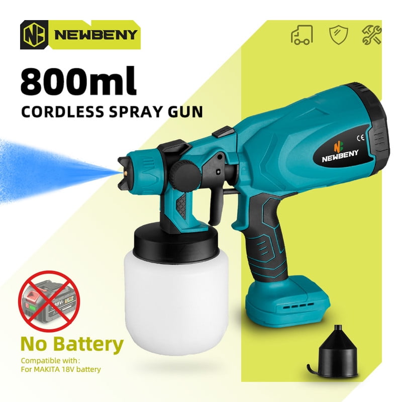 NEWBENY Paint Sprayer, 800ml Cordless Electric HVLP Spray Gun with 3 ...