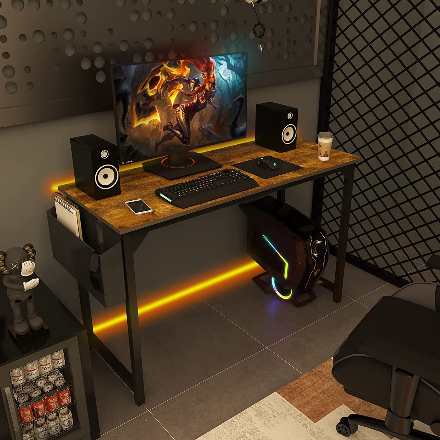 NEWBULIG Computer Office Desk with Storage, Gamingdesk Writingdesk ...