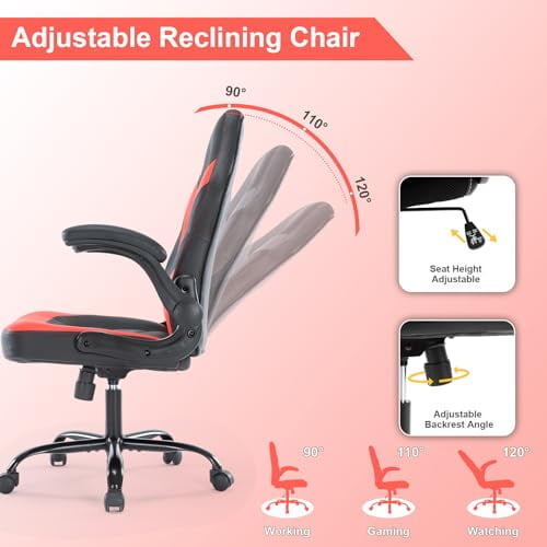 NEWBULIG Ergonomic Computer Gaming Chair with Adjustable High Backrest ...