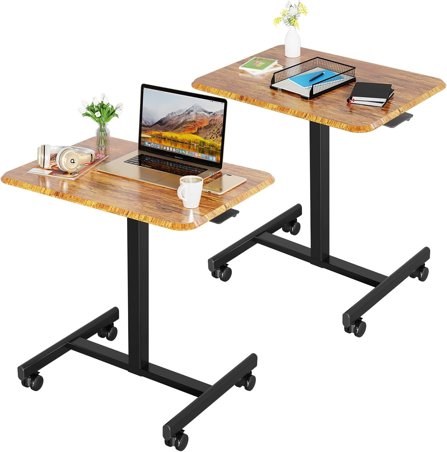 NEWBULIG Set of 2 Small Mobile Laptop Desk with Wheels Portable ...