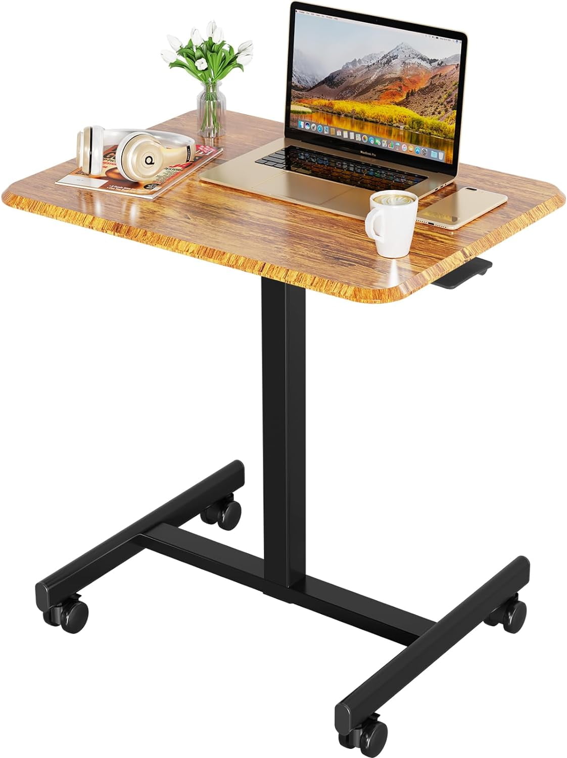 NEWBULIG Small Mobile Laptop Desk with Wheels Portable Adjustable ...
