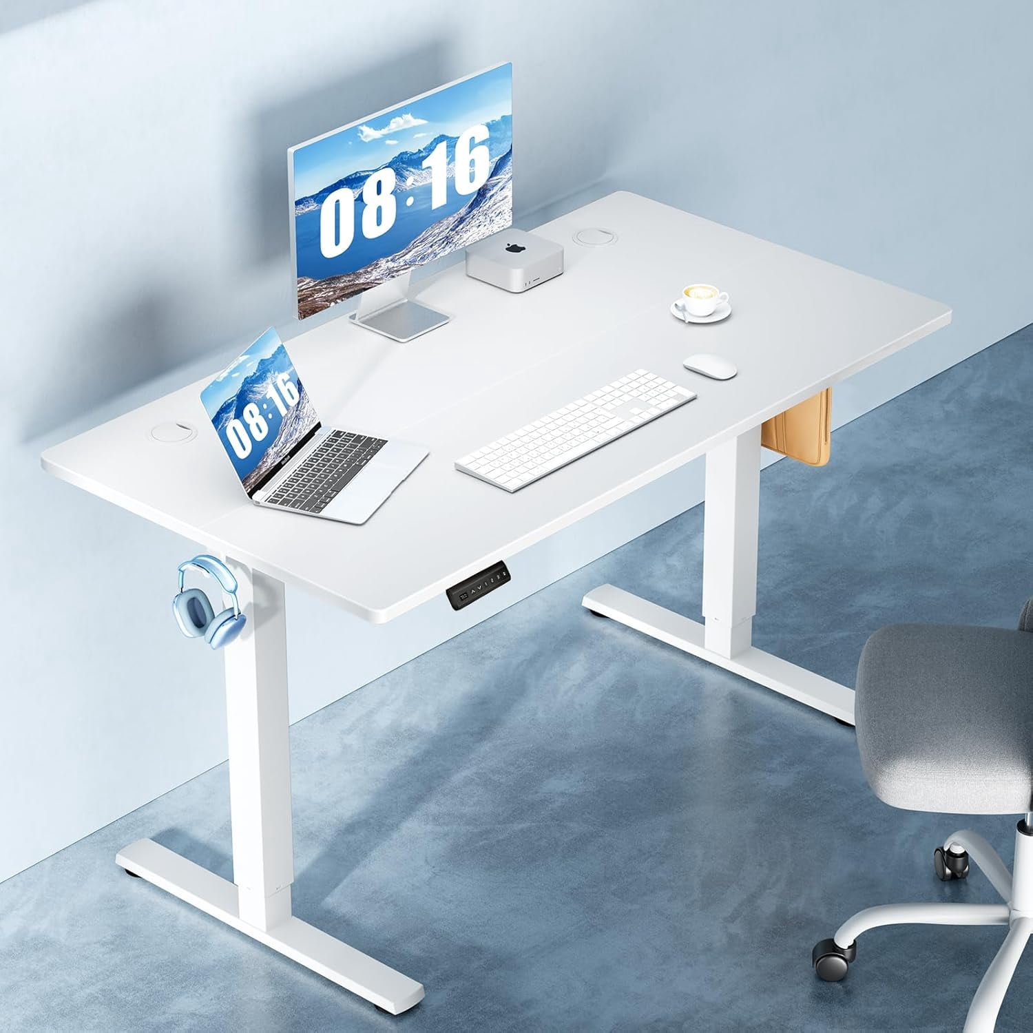 NEWBULIG Standing Computer Desk, Office Table Adjustable Height, Lift ...